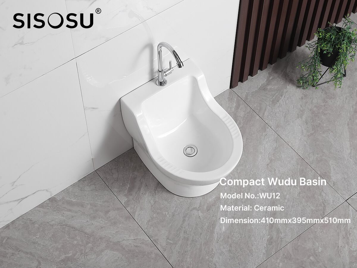 Compact Wudu Basin – Space-Efficient Ceramic Ablution Unit with ...