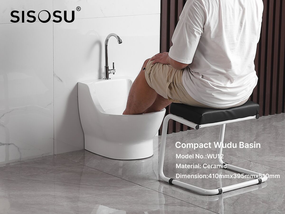 Compact Wudu Basin – Space-Efficient Ceramic Ablution Unit with ...