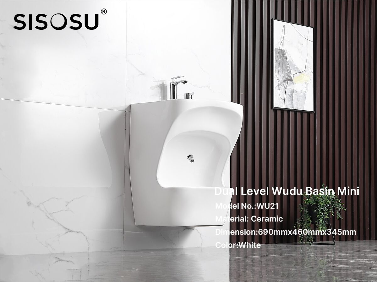 Dual Level Wudu Basin Mini – Wall-Mounted Ceramic Ablution Unit for ...