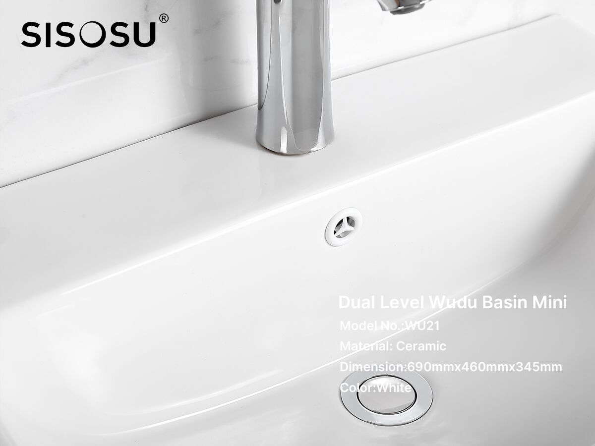 Dual Level Wudu Basin Mini – Wall-Mounted Ceramic Ablution Unit for ...