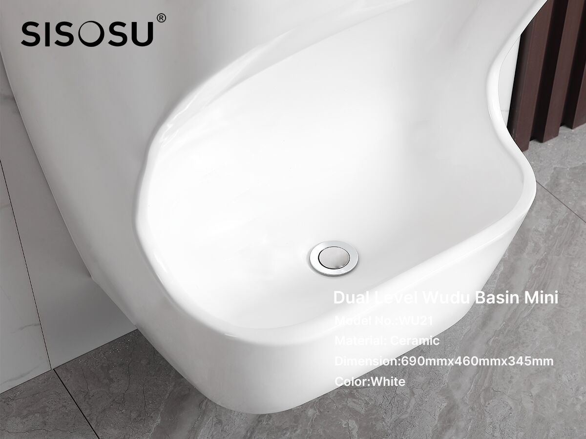 Dual Level Wudu Basin Mini – Wall-Mounted Ceramic Ablution Unit for ...